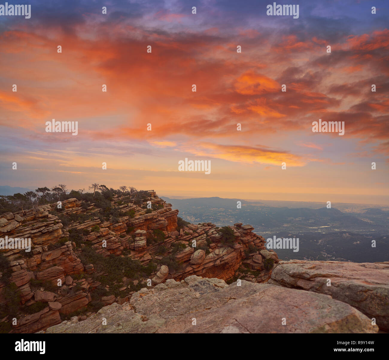 Garbi peak sunset at Calderona Sierra of Valencia at spain Stock Photo ...