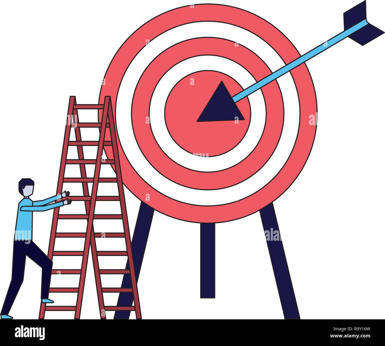 businessman climb stairs target arrow Stock Vector Image & Art - Alamy