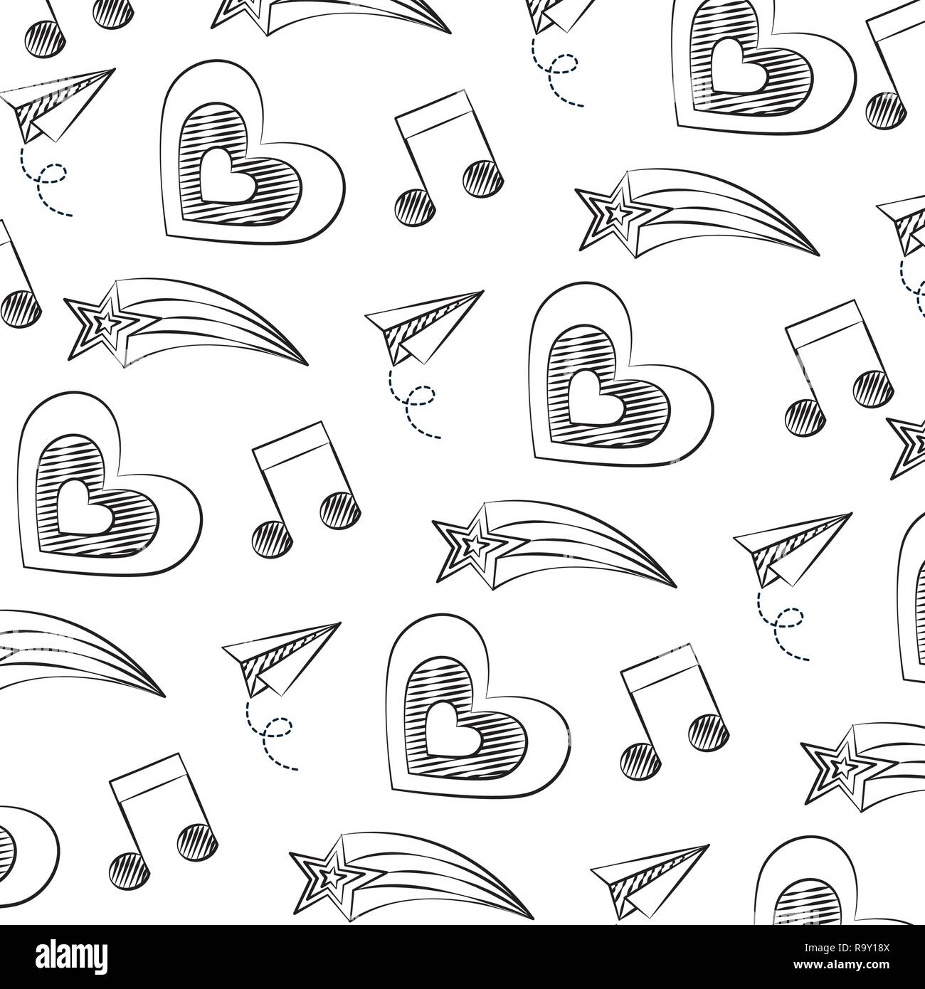 Music Notes And Stars Drawings