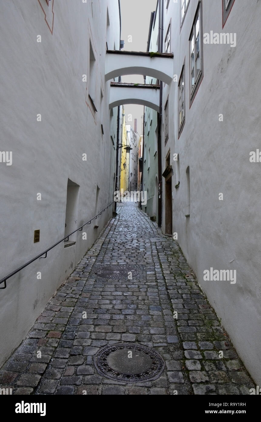 Paths and walkways made from small dressed stone blocks, some centuries ...