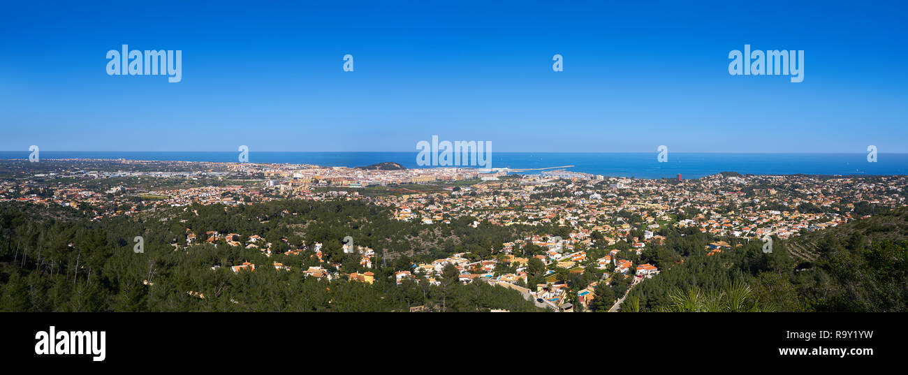 Denia village aerial view from camino de la Colonia track in Alicante ...