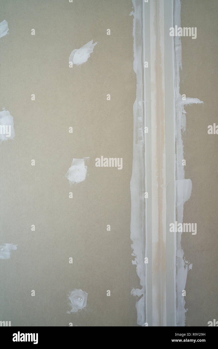 laminated plasterboard join tape plastering DIY detail Stock Photo - Alamy