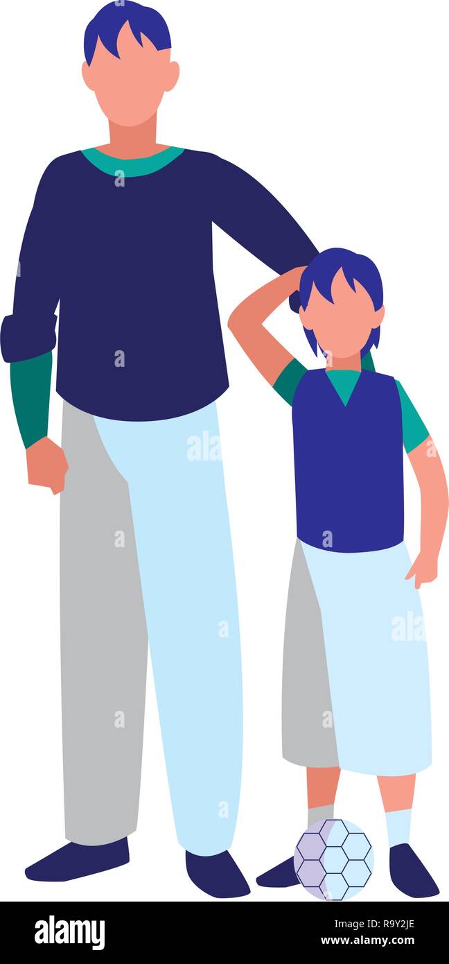 avatar father with his son over white background, colorful design ...