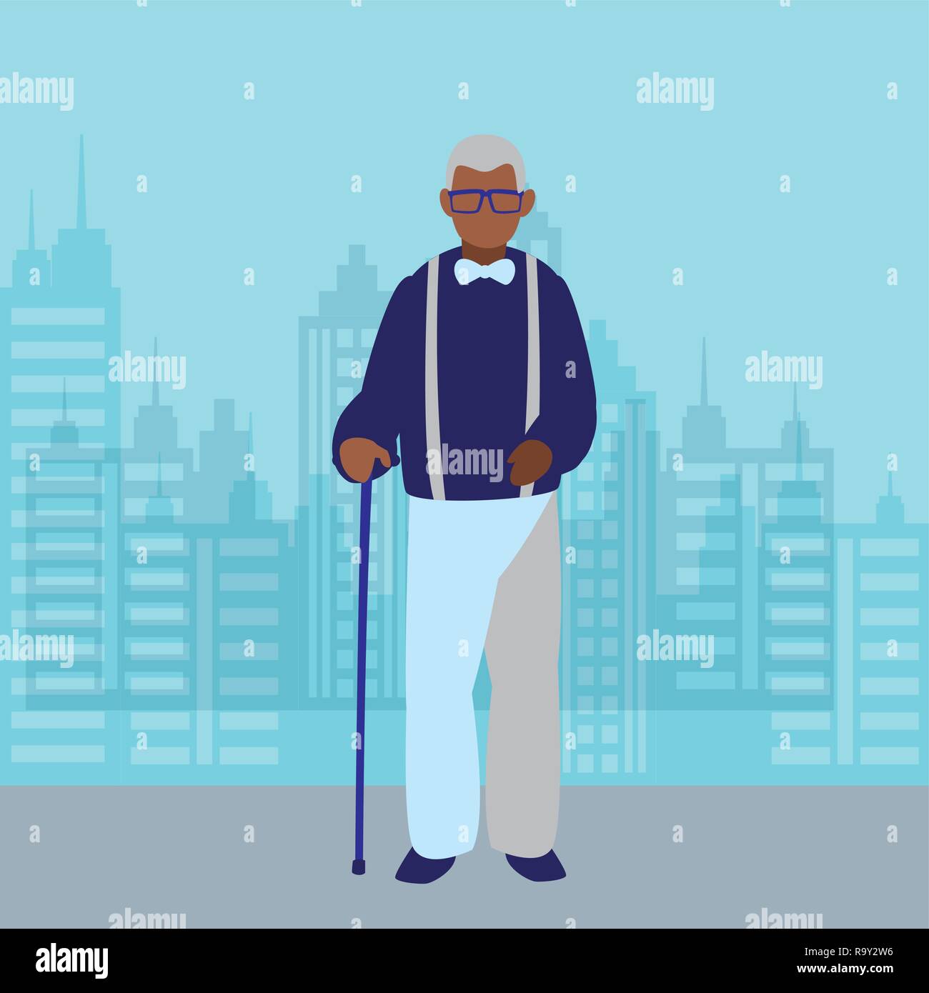 Old man icon over landscape background, vector illustration Stock ...