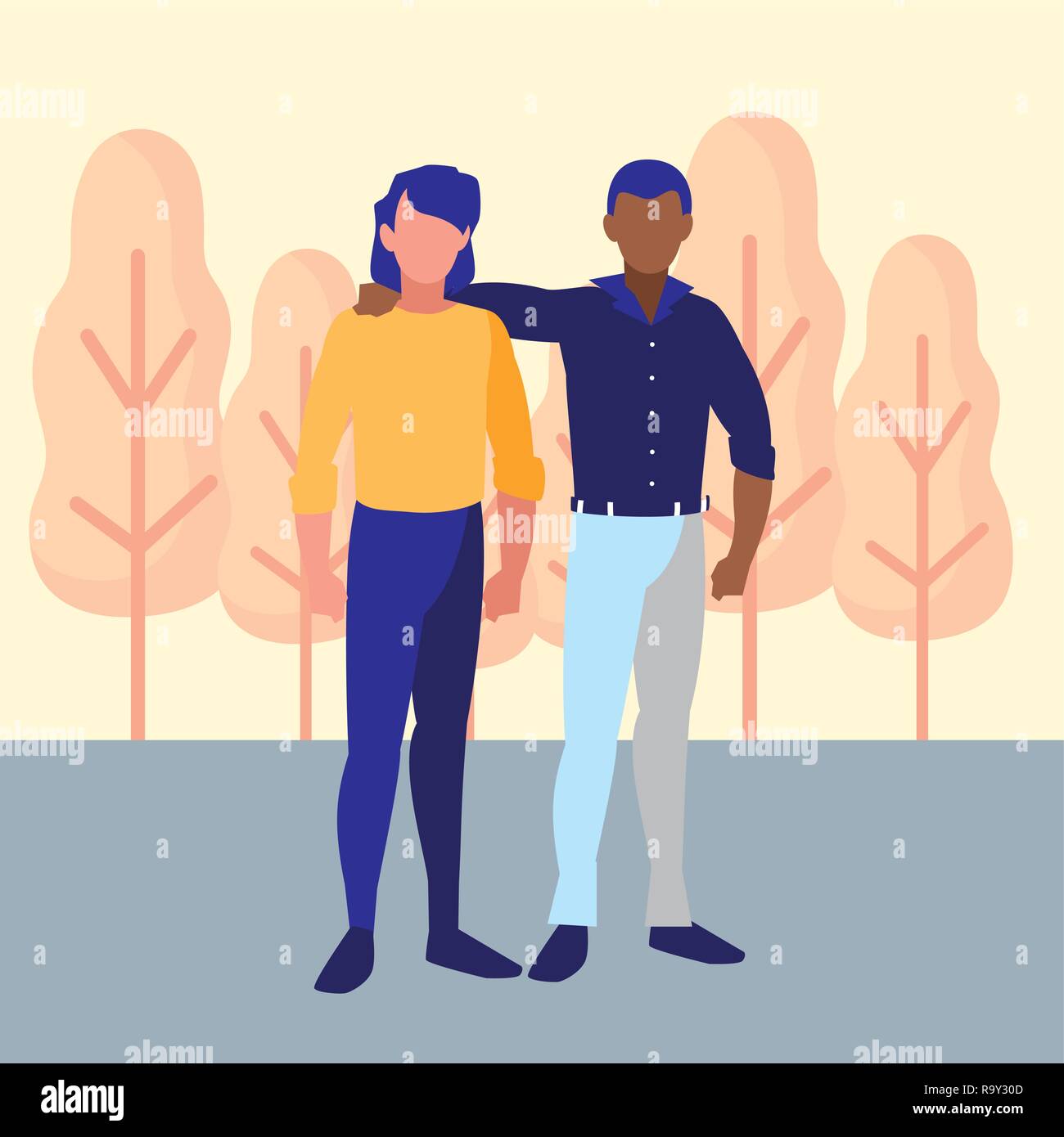 Avatar couple of men friends over colorful background, vector ...