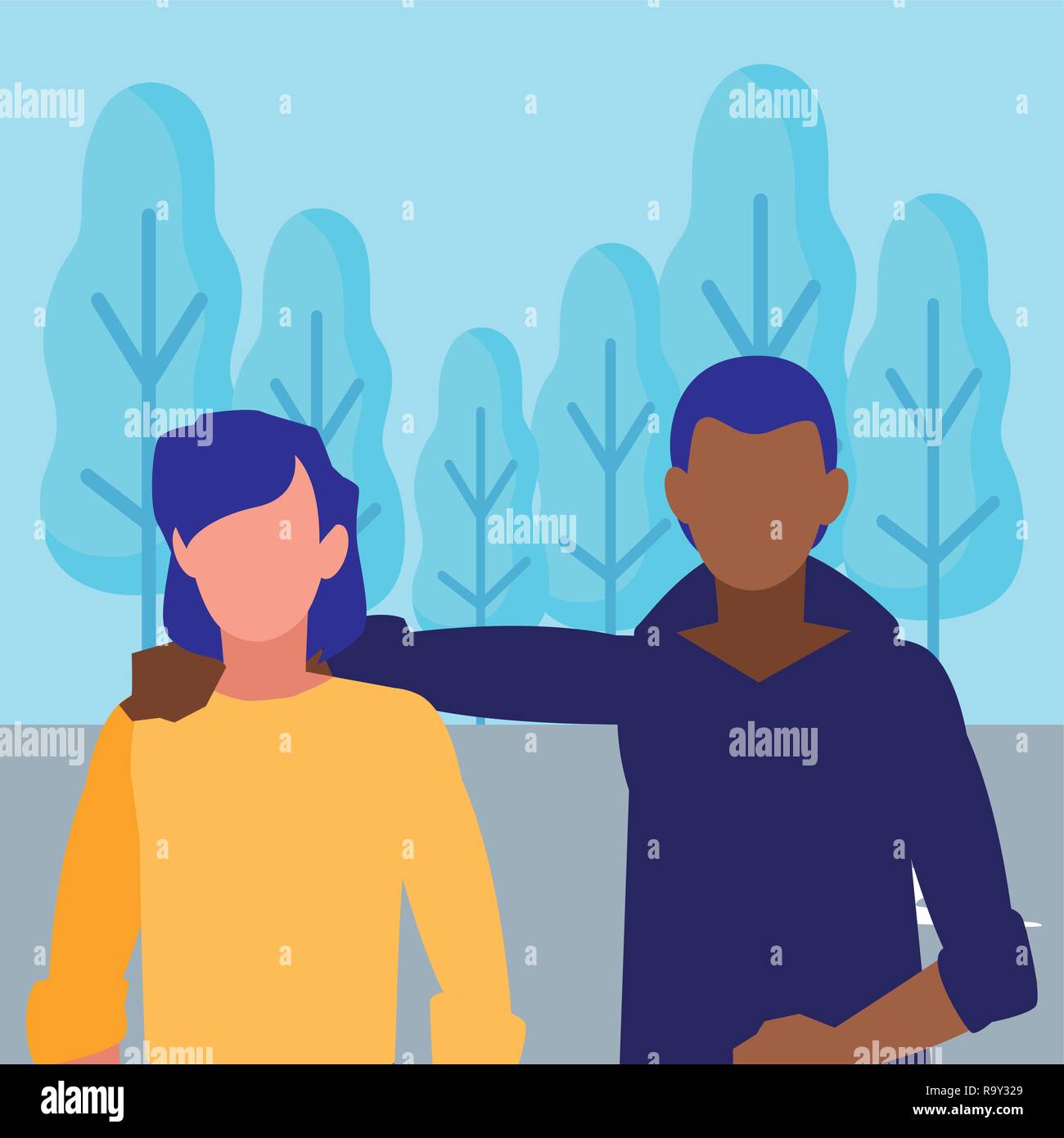Avatar couple of men friends over colorful background, vector ...