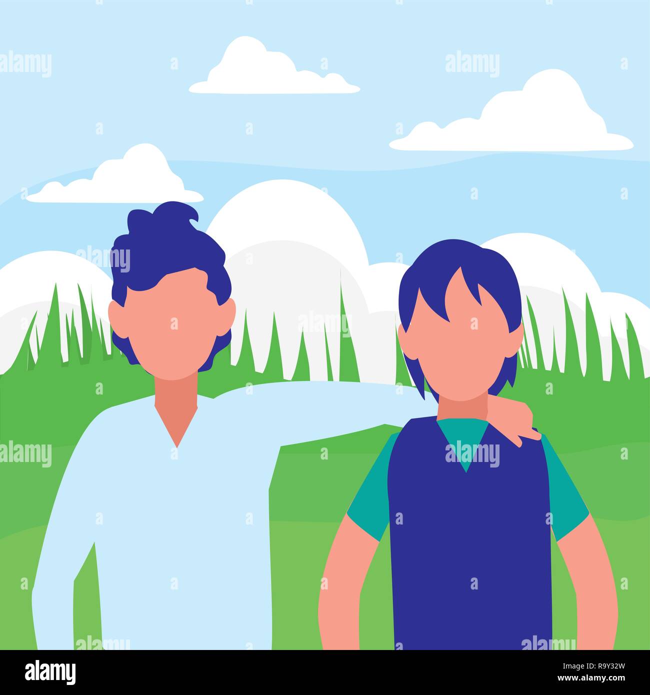 Avatar couple of men friends over colorful background, vector ...
