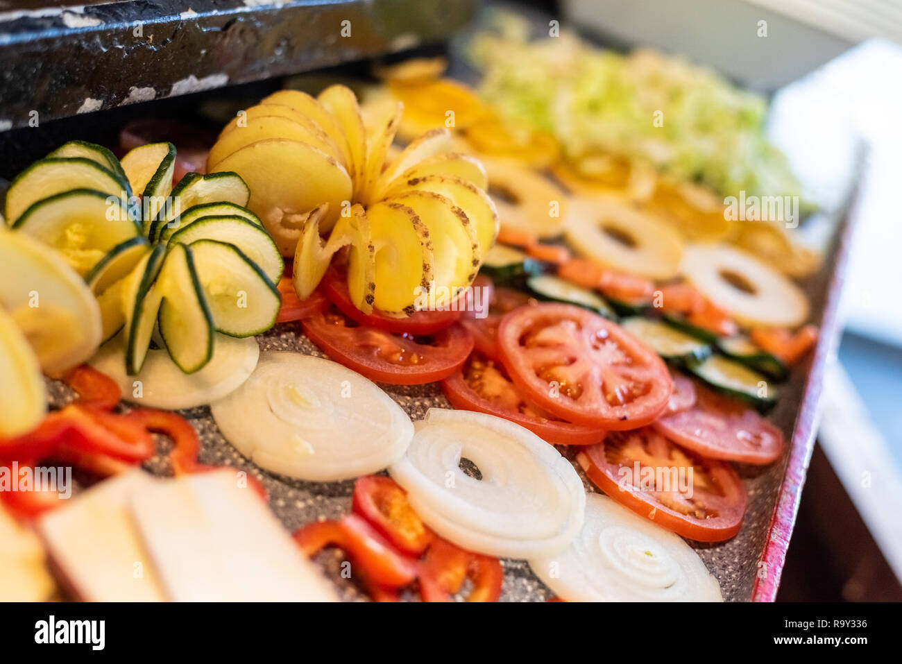Fresh slice of vegetables cut in funny shapes Stock Photo - Alamy