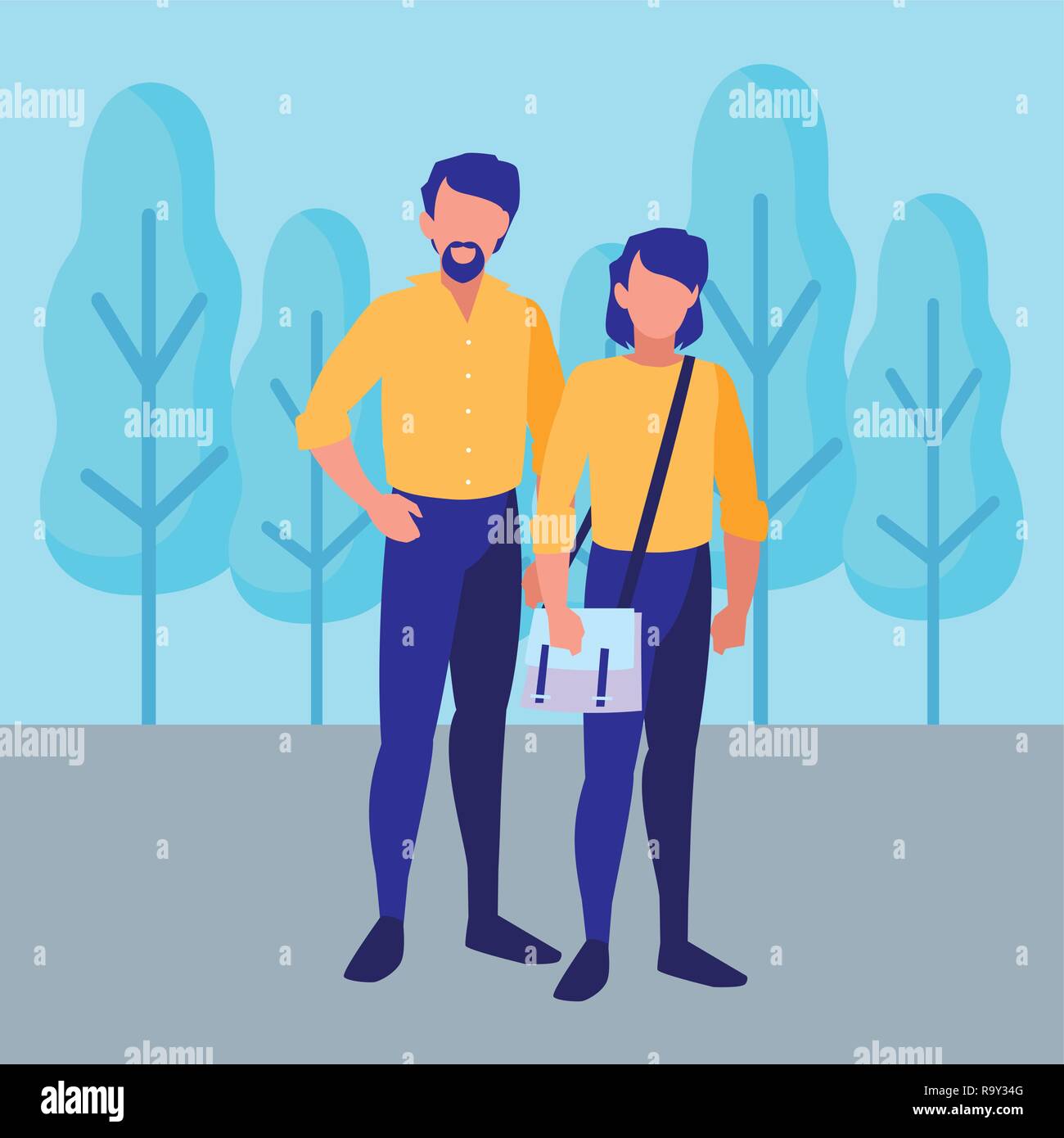 Avatar couple of men friends over colorful background, vector ...