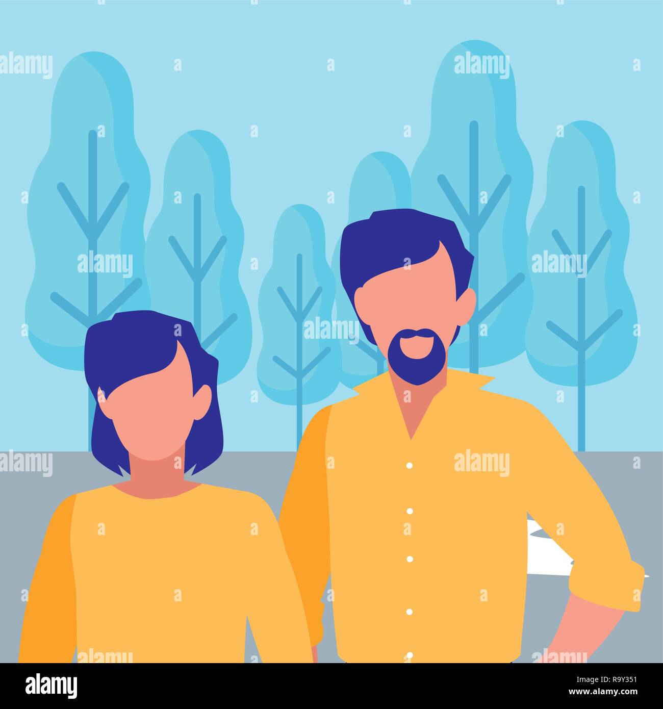 Father and son over landscape background, vector illustration Stock ...