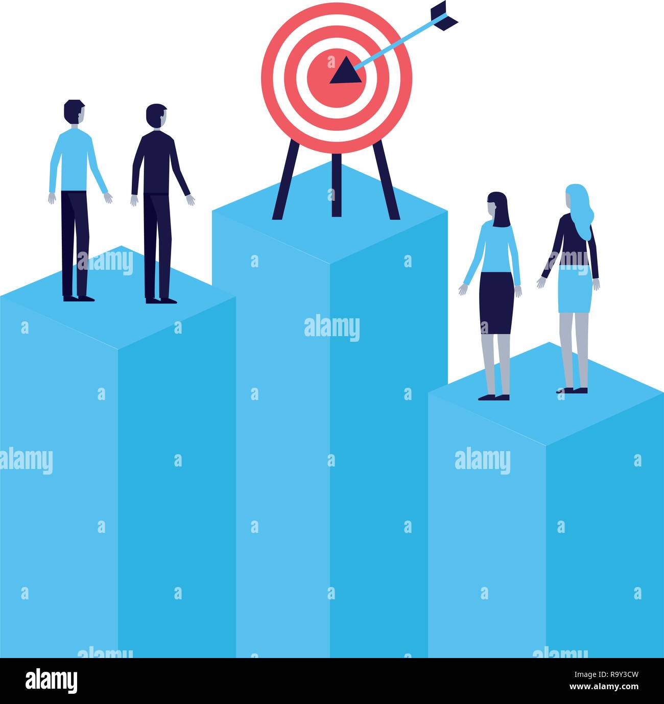 business people standing bar chart target Stock Vector Image & Art - Alamy