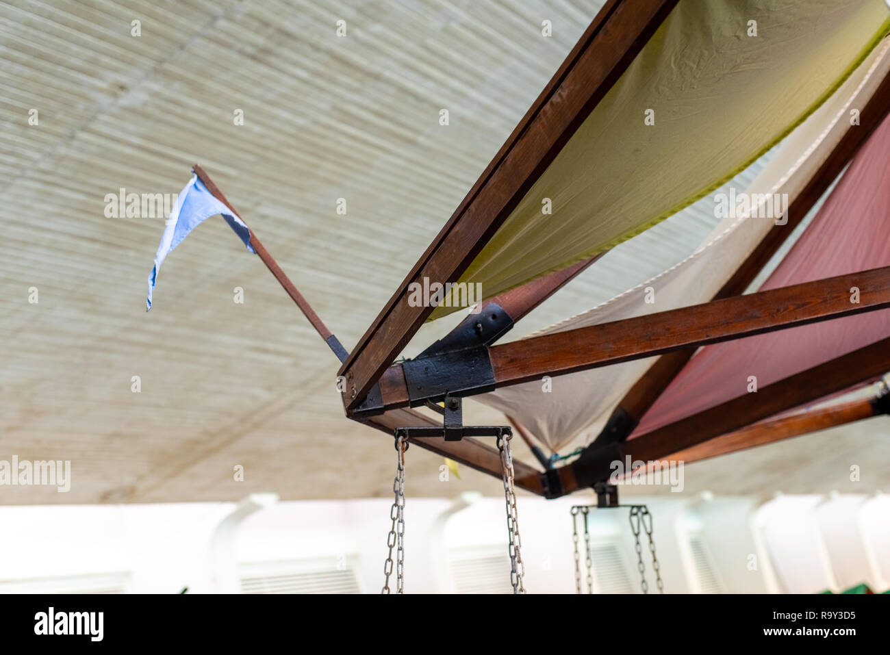 Pennants of the structure of a medieval fair attraction Stock Photo - Alamy