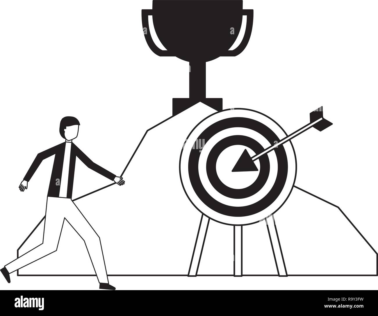 businessman trophy mountain and target Stock Vector Image & Art - Alamy