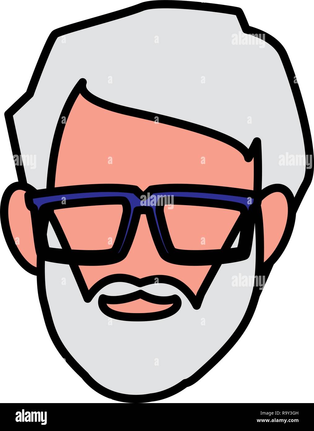 Avatar man head with glasses over white background, vector illustration ...
