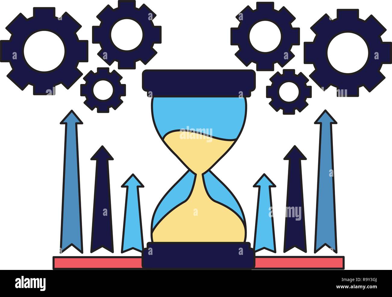 business hourglass chart arrows and gears Stock Vector Image & Art - Alamy