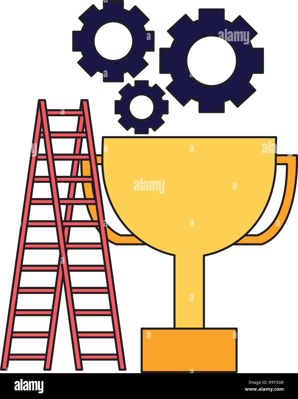 Businessman gears stairs hi-res stock photography and images - Alamy