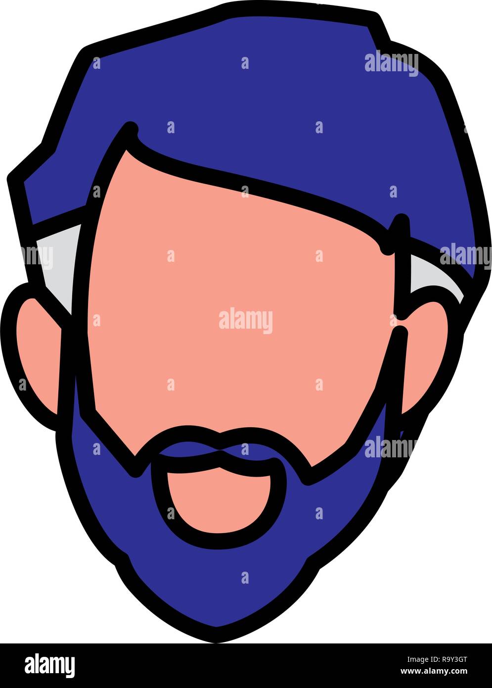 Avatar man head icon over white background, vector illustration Stock ...