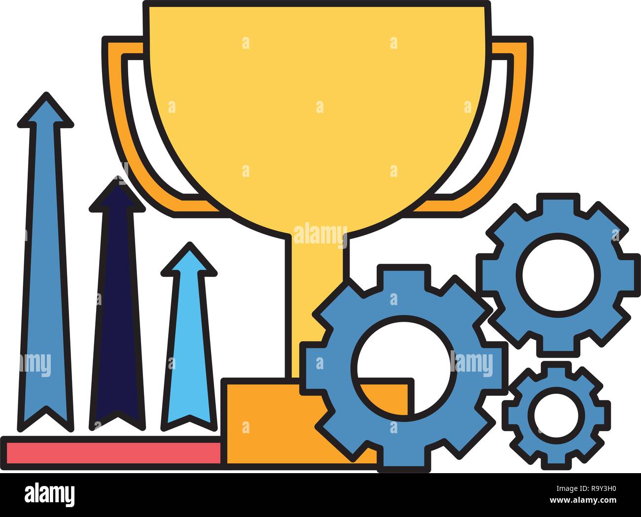 business trophy growth arrows and gears Stock Vector Image & Art - Alamy