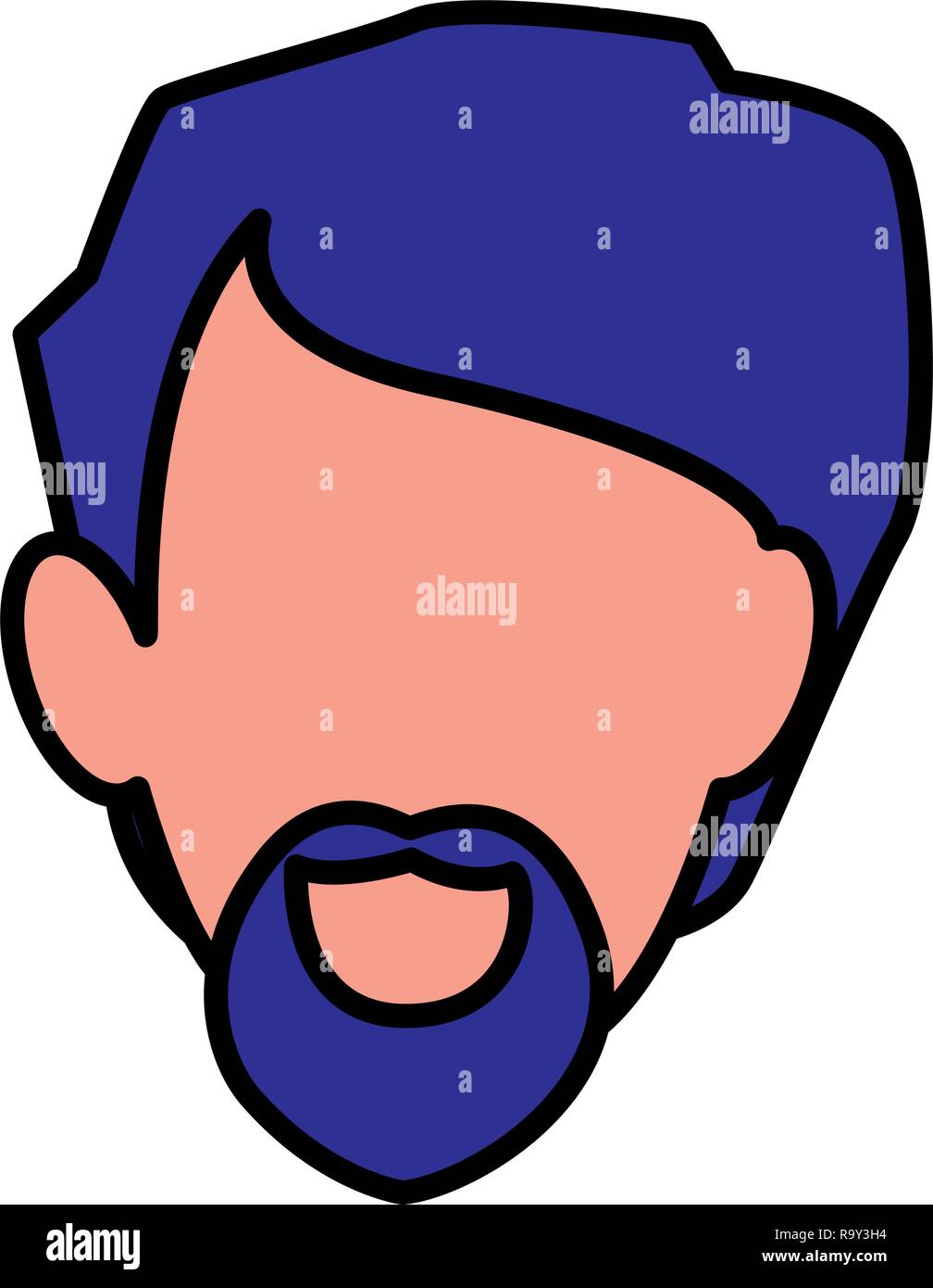Avatar man head icon over white background, vector illustration Stock ...