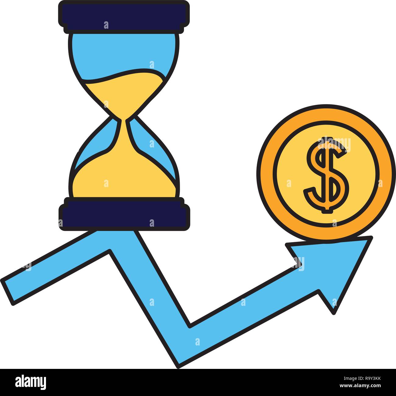 business hourglass arrow growth money coin Stock Vector Image & Art - Alamy