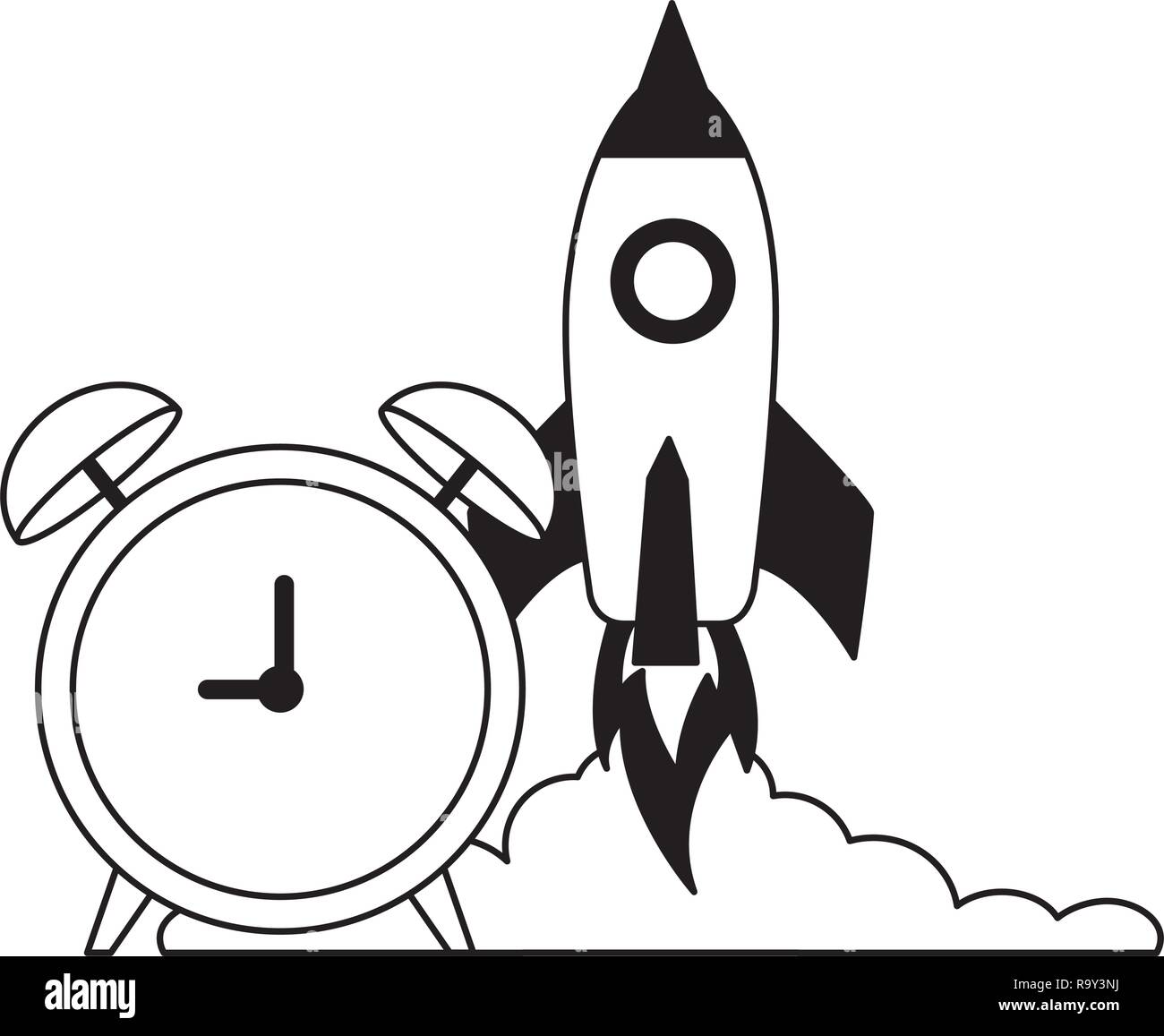 business launching rocket and alarm clock Stock Vector Image & Art - Alamy