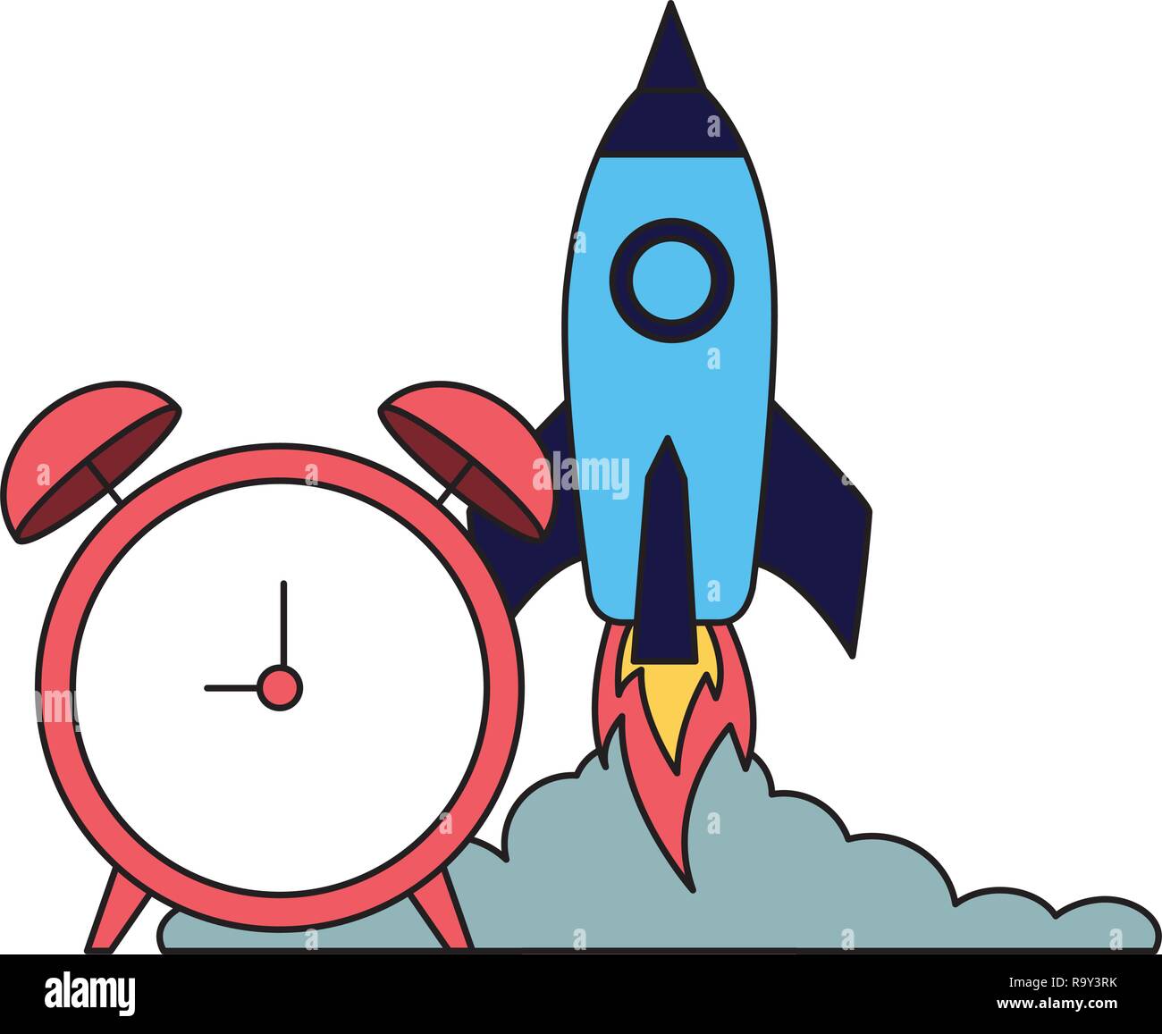 business launching rocket and alarm clock Stock Vector Image & Art - Alamy