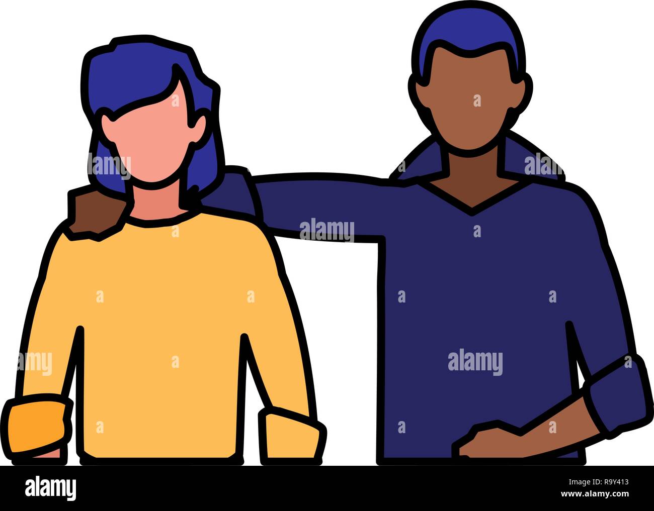 Avatar couple of men friends over white background, vector illustration ...