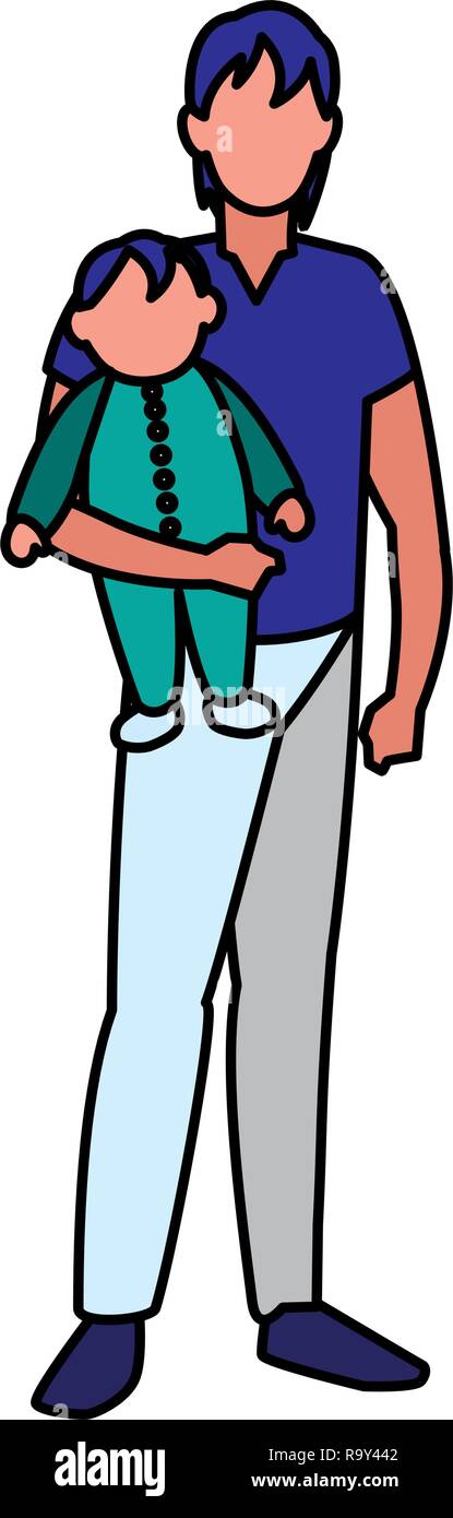 Avatar man with a cute baby over white background, vector illustration ...