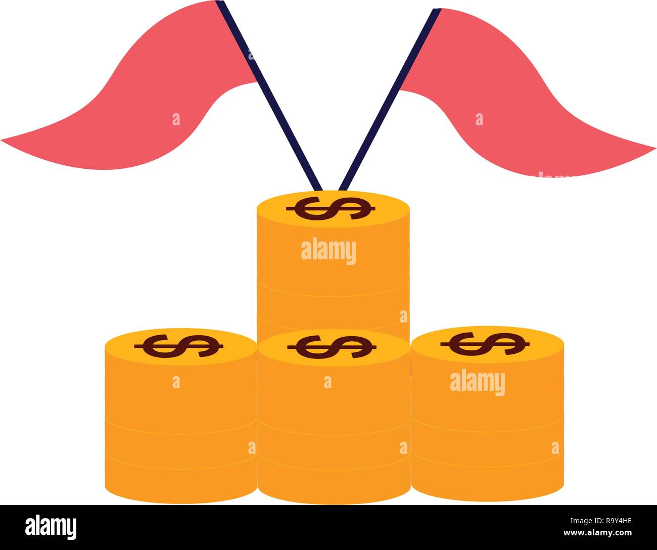 business stack coins money flags success Stock Vector Image & Art - Alamy