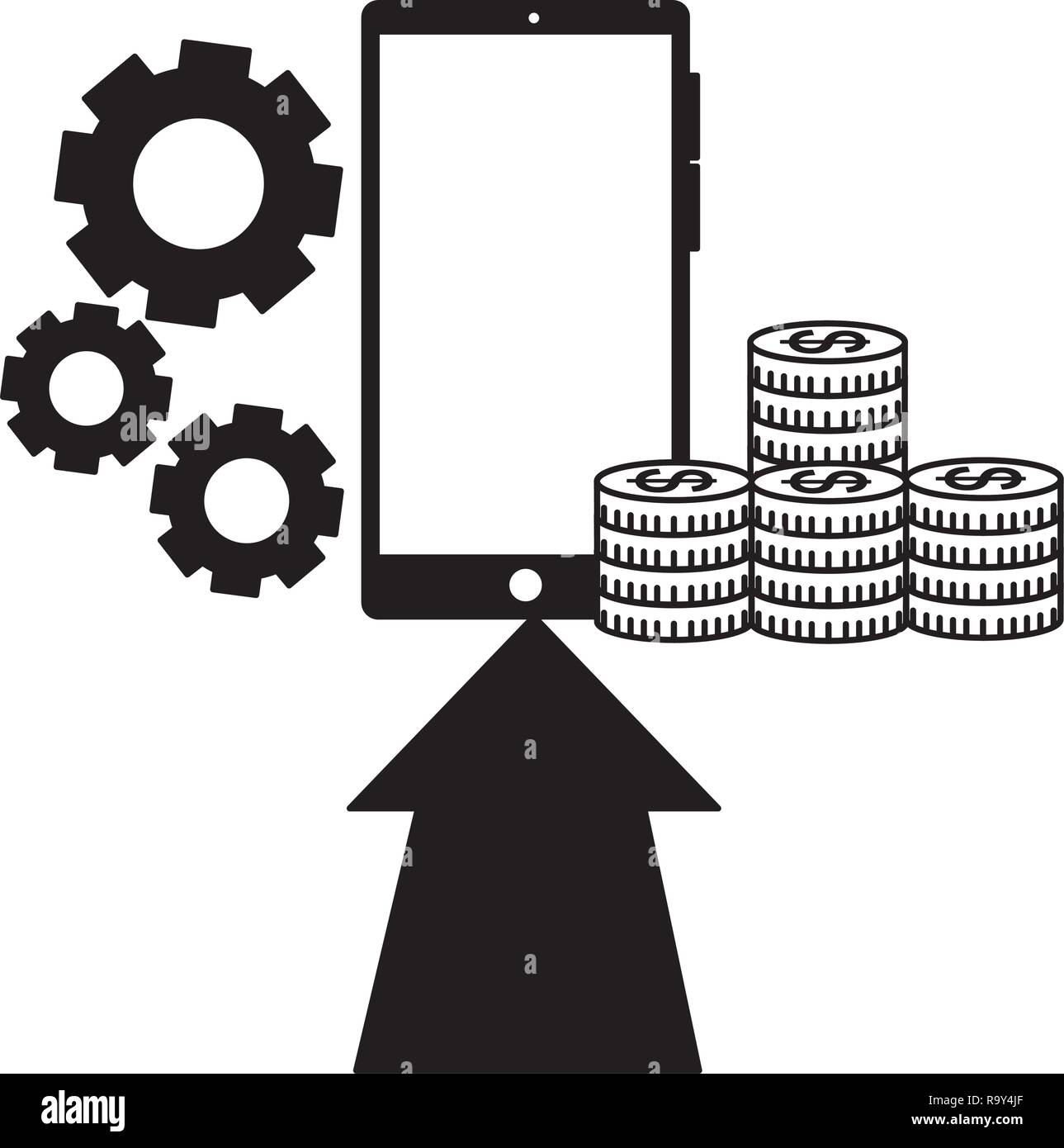 Arrow with coins Stock Vector Images - Alamy