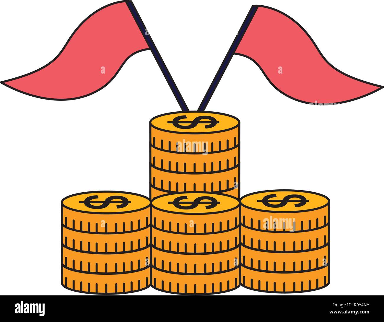 business stack coins money flags success Stock Vector Image & Art - Alamy