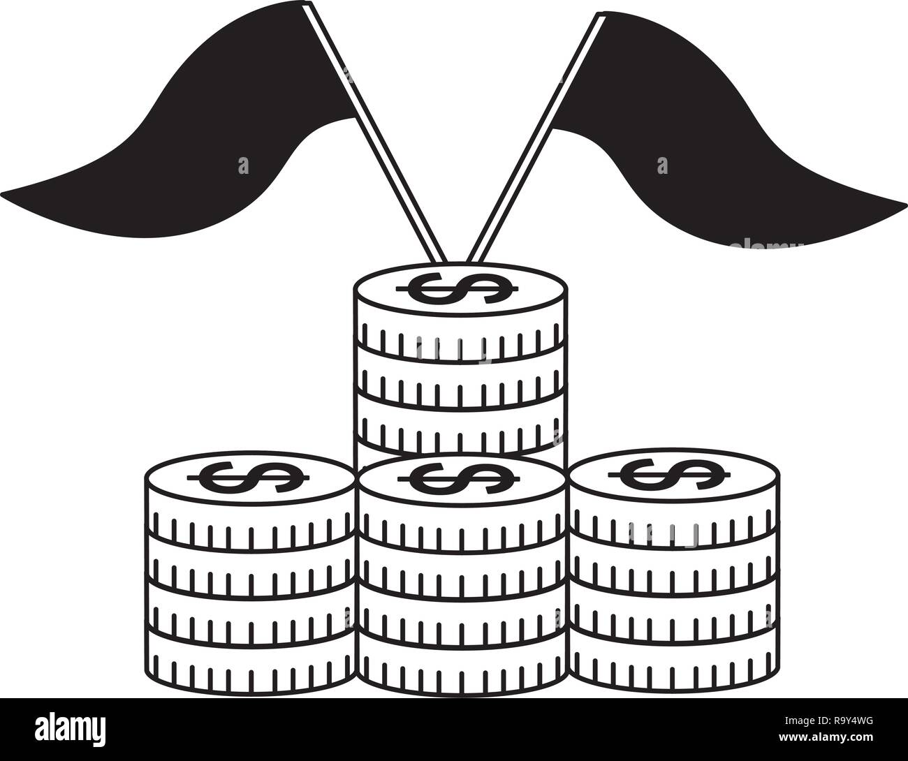 business stack coins money flags success Stock Vector Image & Art - Alamy