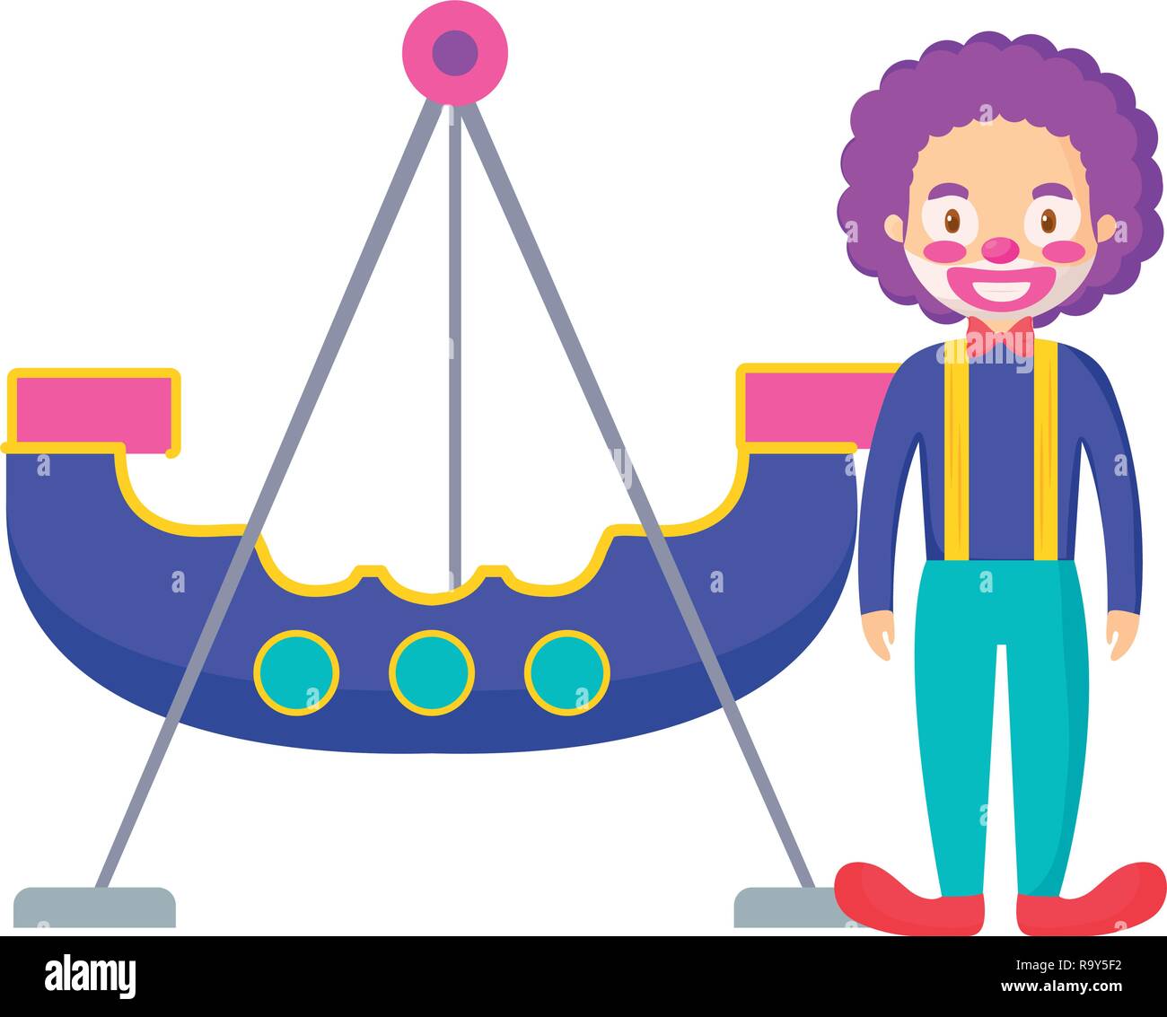 circus clown funny with pirate ship vector illustration design Stock ...