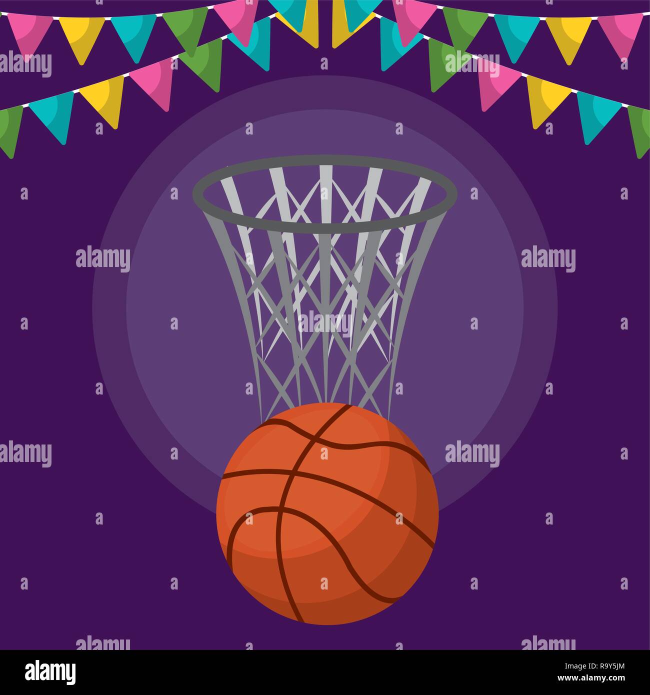 basketball balloon and basket sport vector illustration design Stock ...