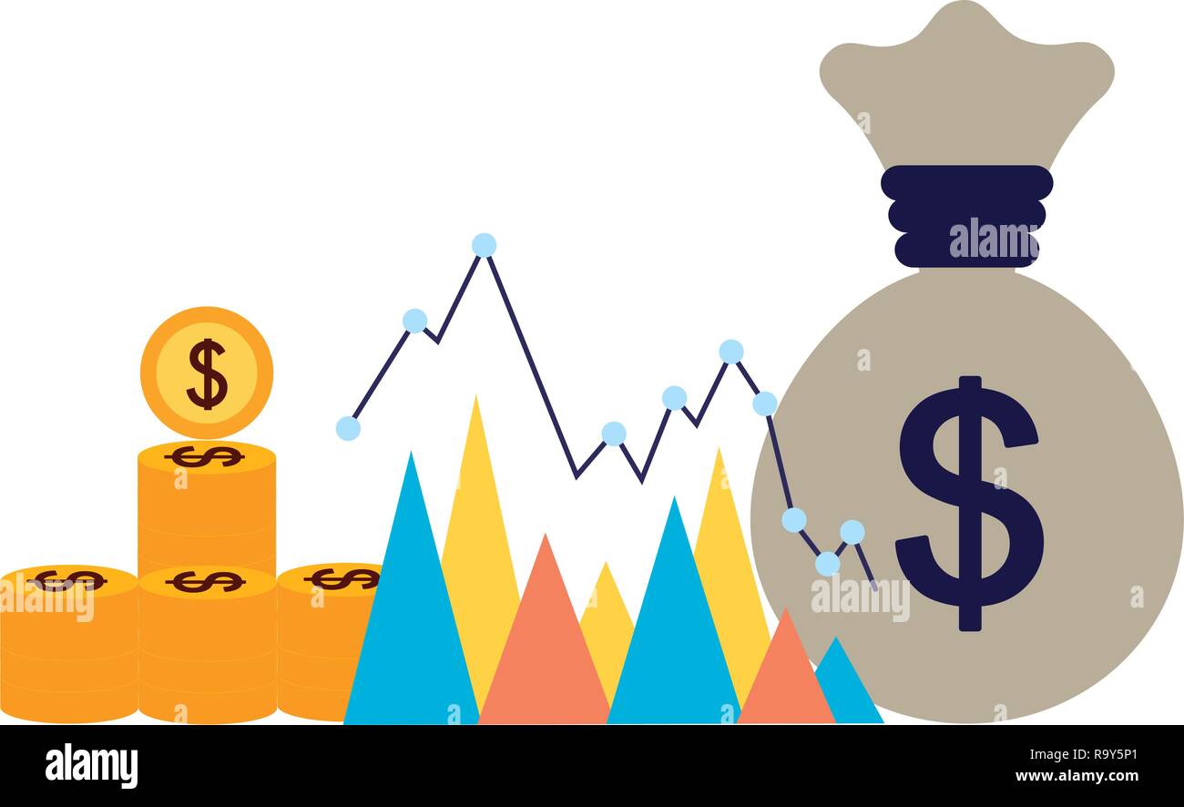 business money bag coins chart report Stock Vector Image & Art - Alamy