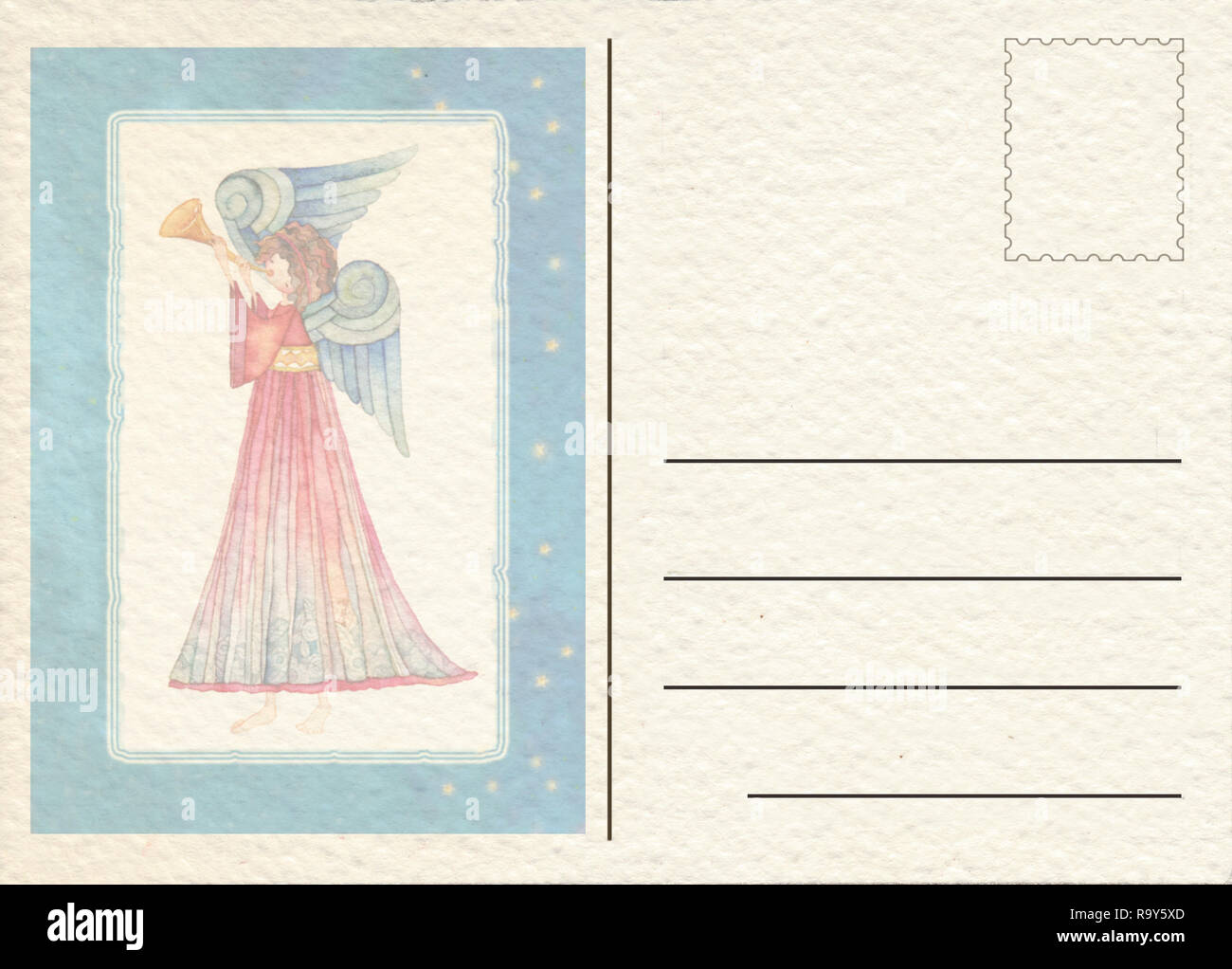 Hand drawn back postcard with Christmas nativity scene Stock Photo - Alamy