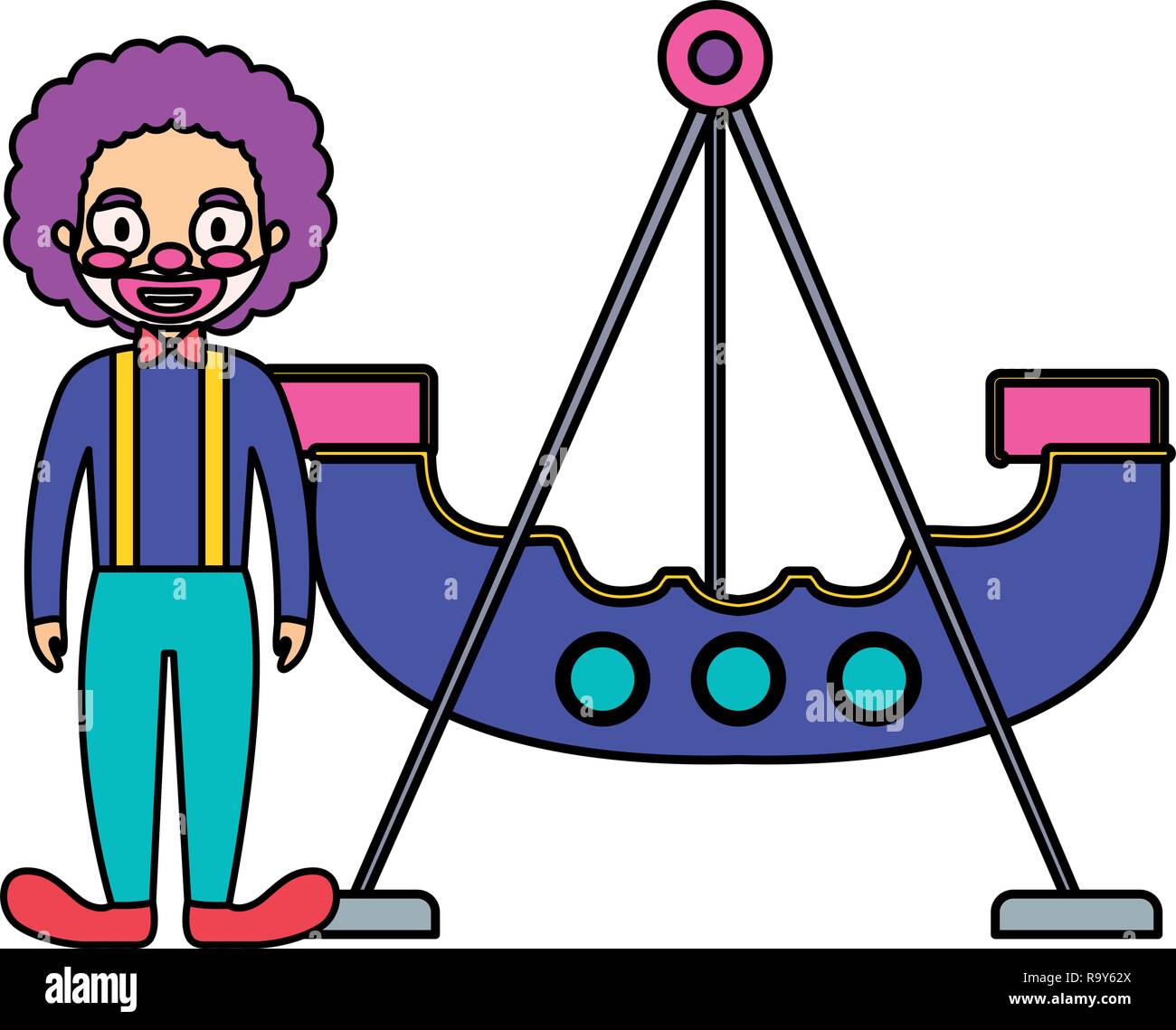 circus clown funny with pirate ship vector illustration design Stock ...