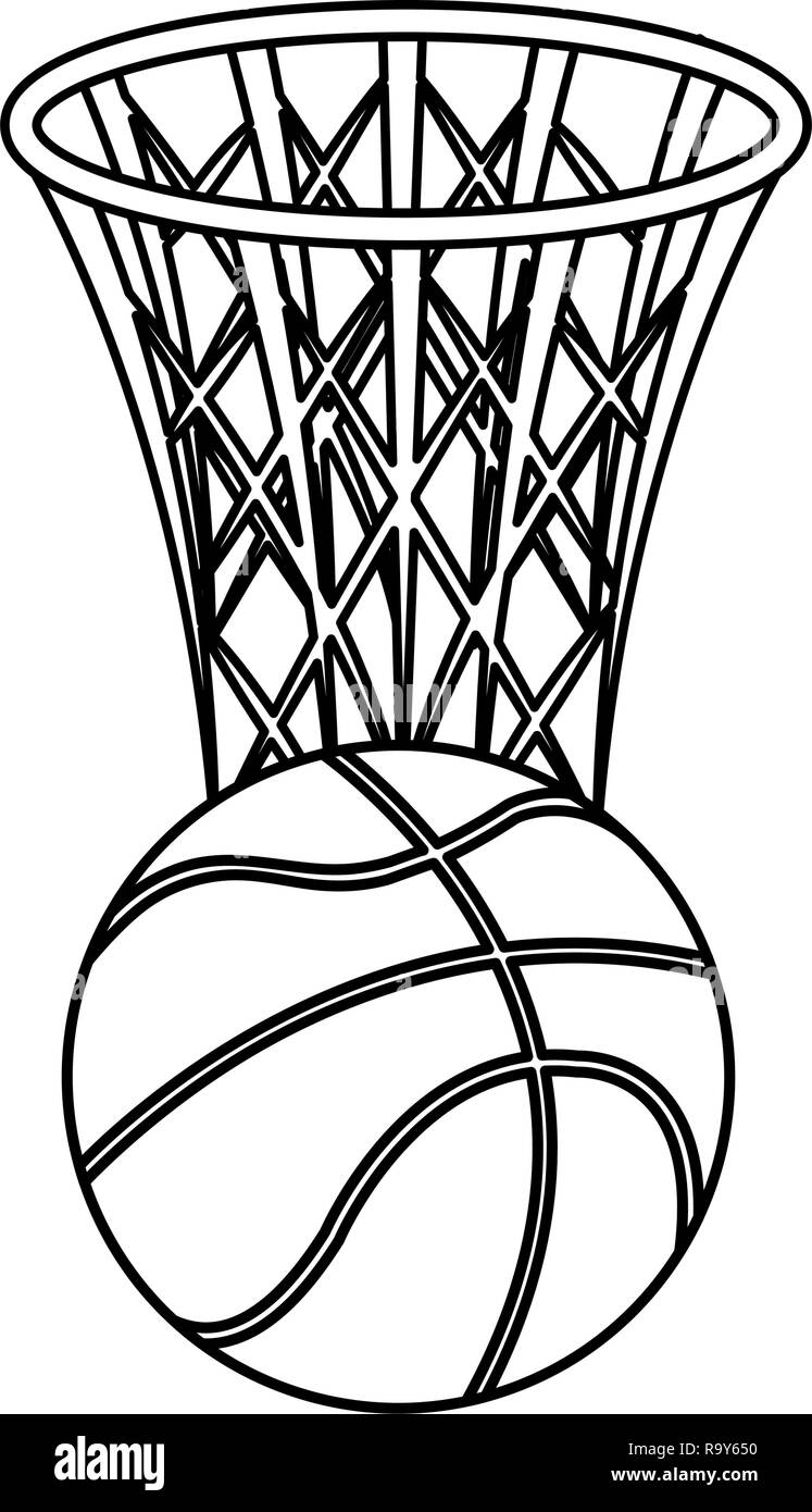 basketball balloon and basket sport vector illustration design Stock ...