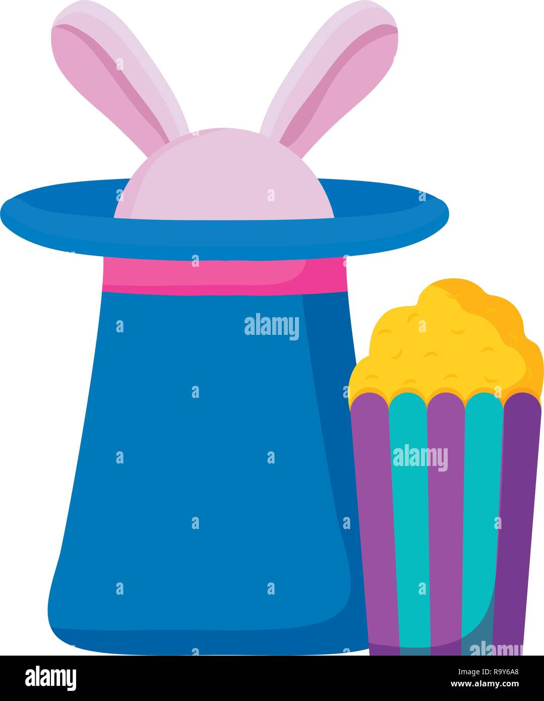 magician top hat with rabbit ears vector illustration design Stock ...