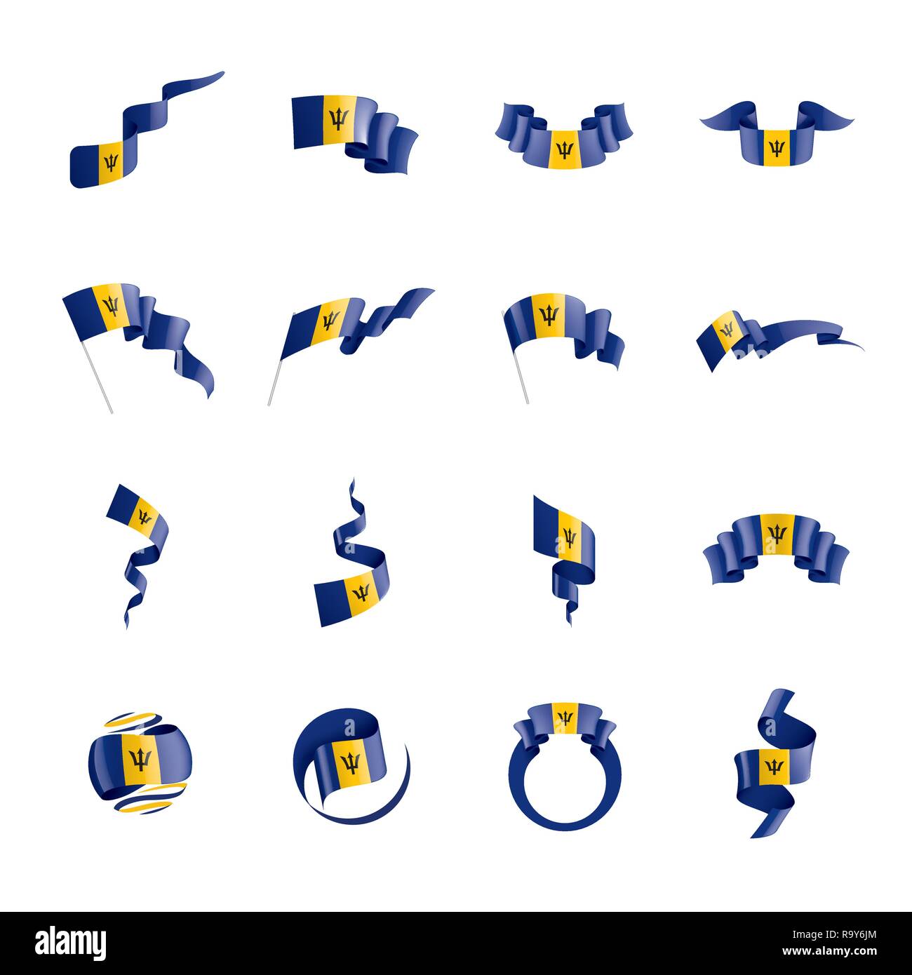 Barbados flag, vector illustration on a white background Stock Vector ...