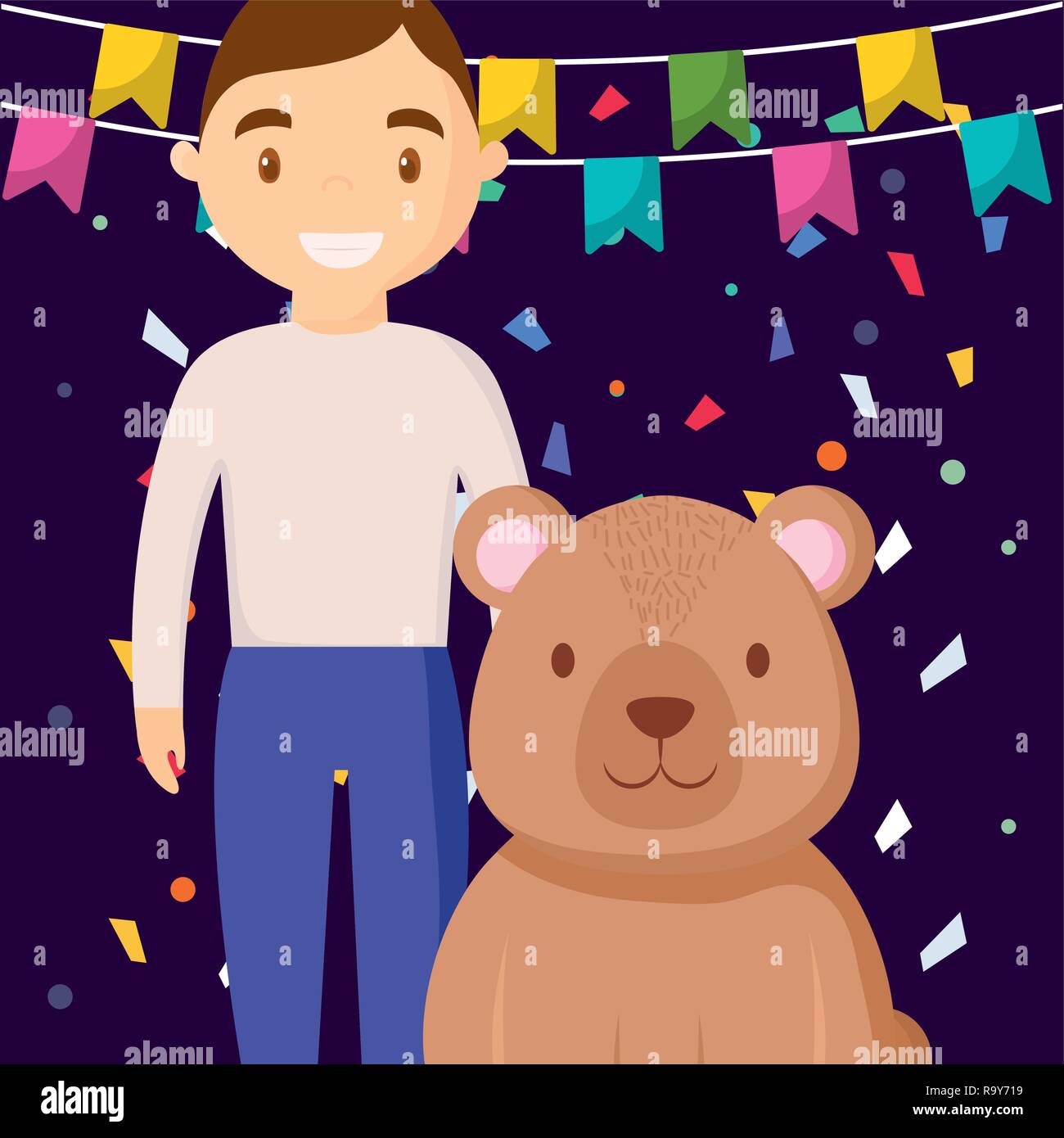 cute circus bear with man character vector illustration design Stock ...