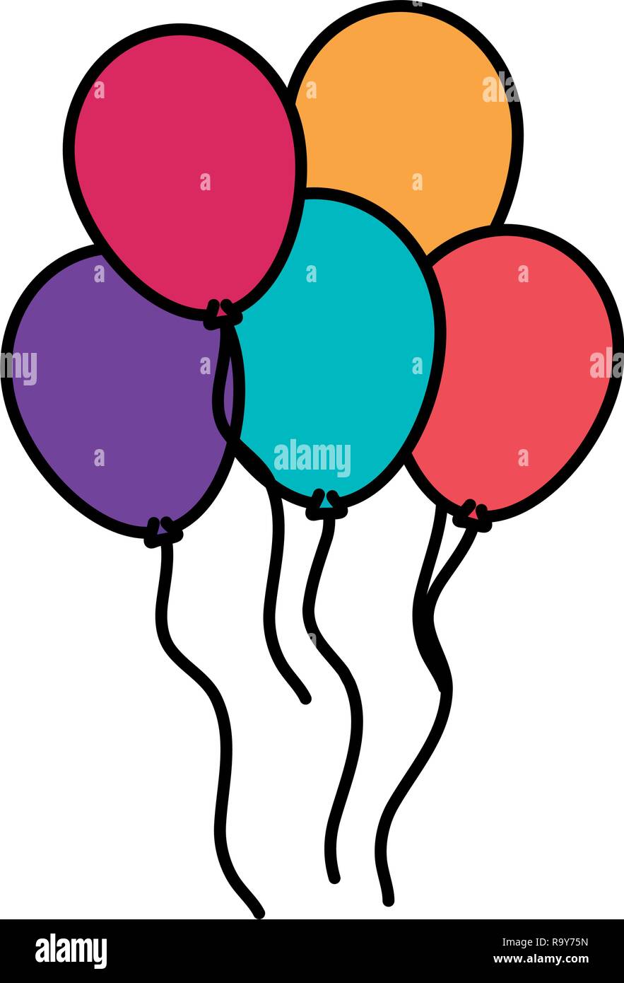 Balloons Helium Floating Icon Vector Illustration Design Stock Vector
