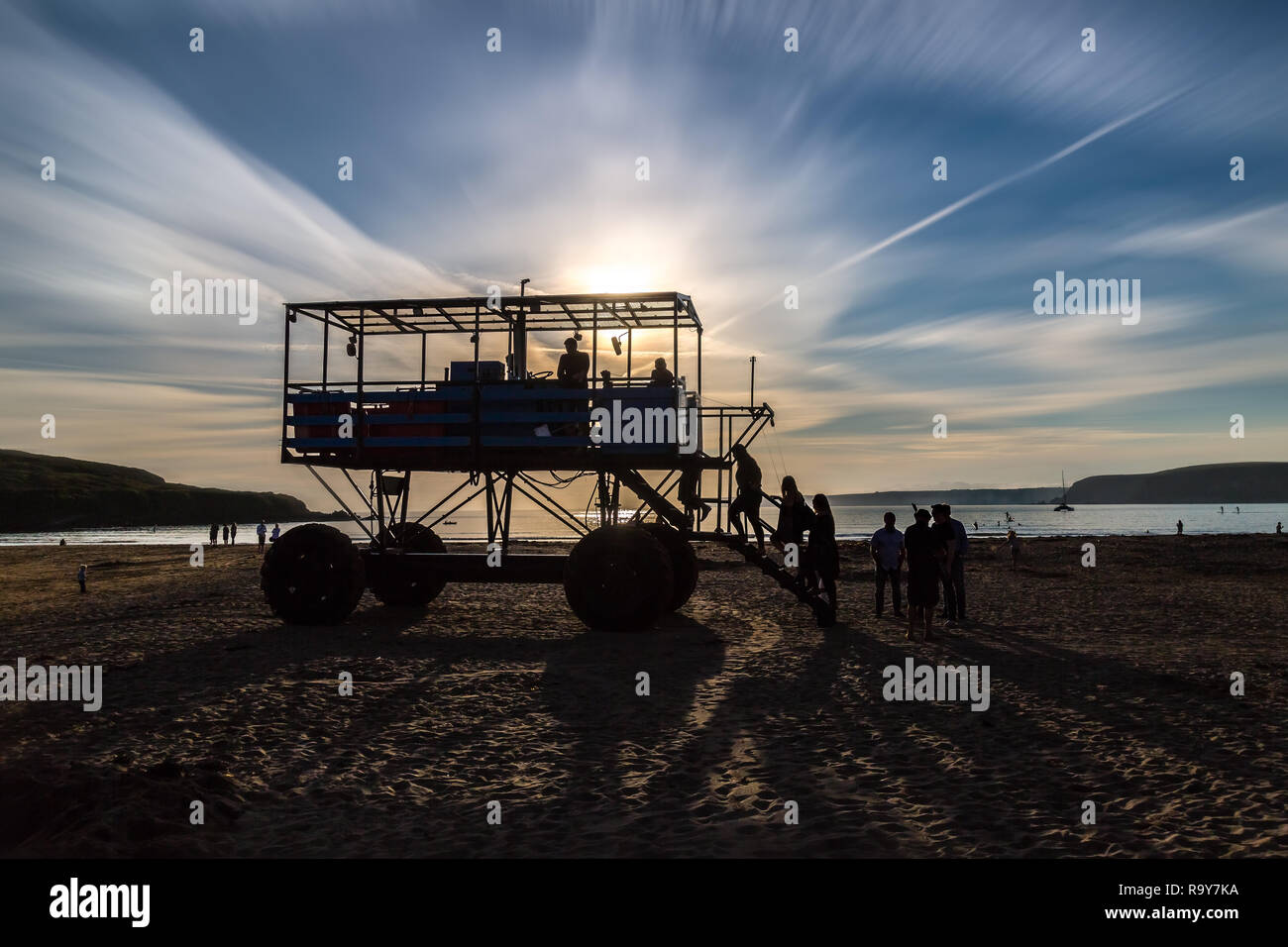 Burgh Island sea tractor at Bigbury on sea, south Devon Stock Photo - Alamy