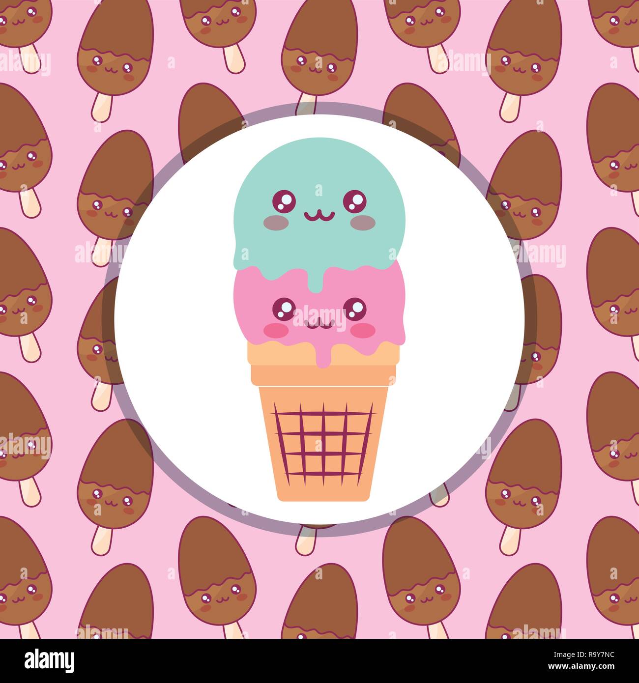cute ice cream kawaii character vector illustration design Stock Vector ...