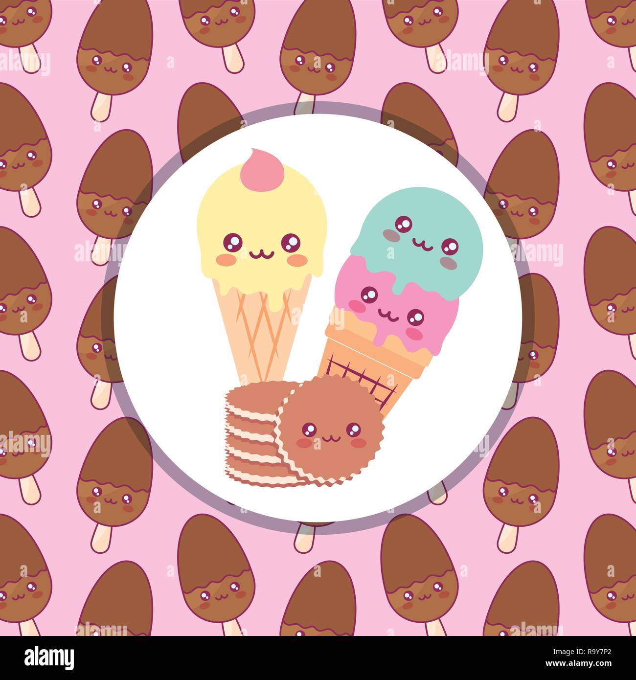 cute cookies kawaii characters vector illustration design Stock Vector ...