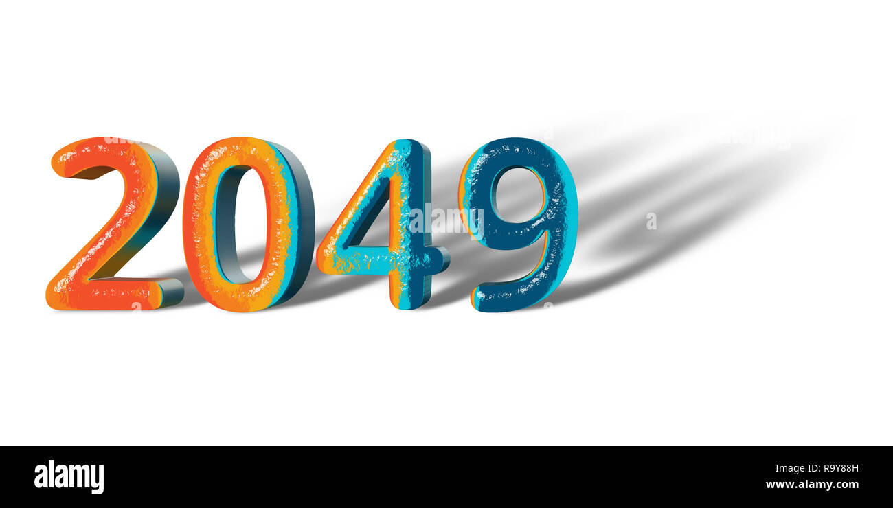 3D Number Year 2049 joyful hopeful colors and white background Stock ...