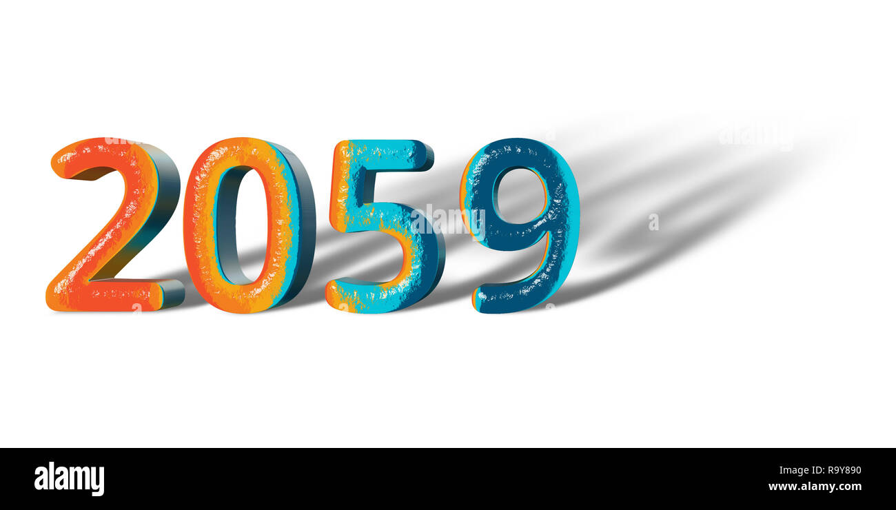 3D Number Year 2059 joyful hopeful colors and white background Stock ...