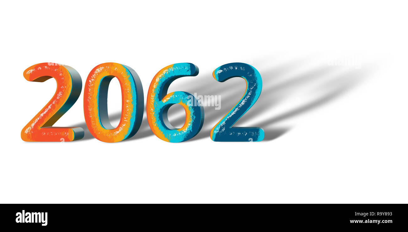 3D Number Year 2062 joyful hopeful colors and white background Stock ...