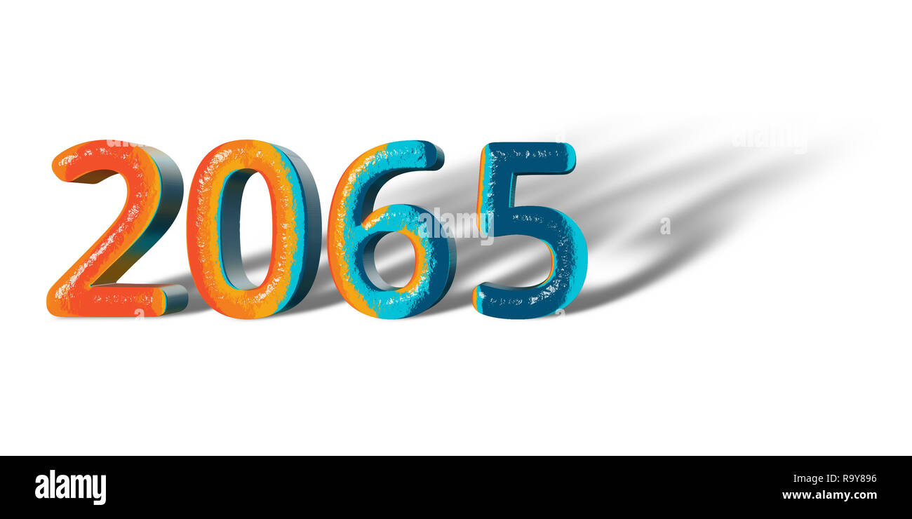 3D Number Year 2065 joyful hopeful colors and white background Stock ...