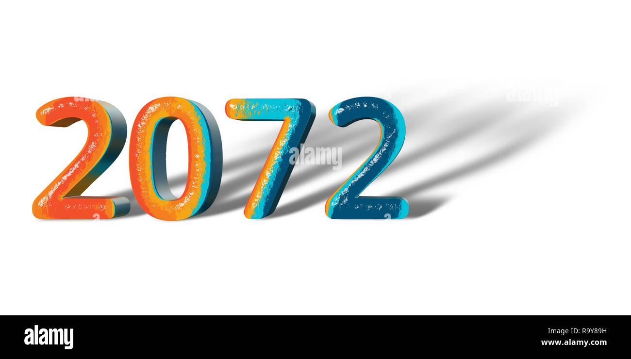 3D Number Year 2072 joyful hopeful colors and white background Stock ...